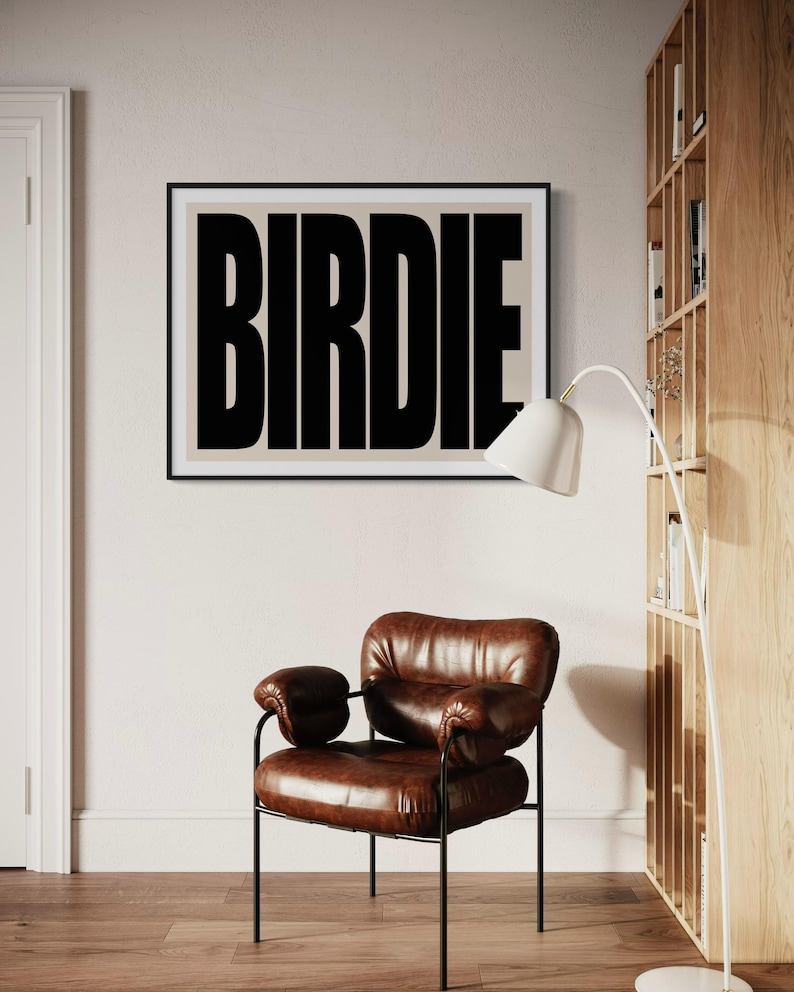 BIRDIE Poster, BIRDIE Typography, Modern Golf Poster, Golf Art, Golf ...