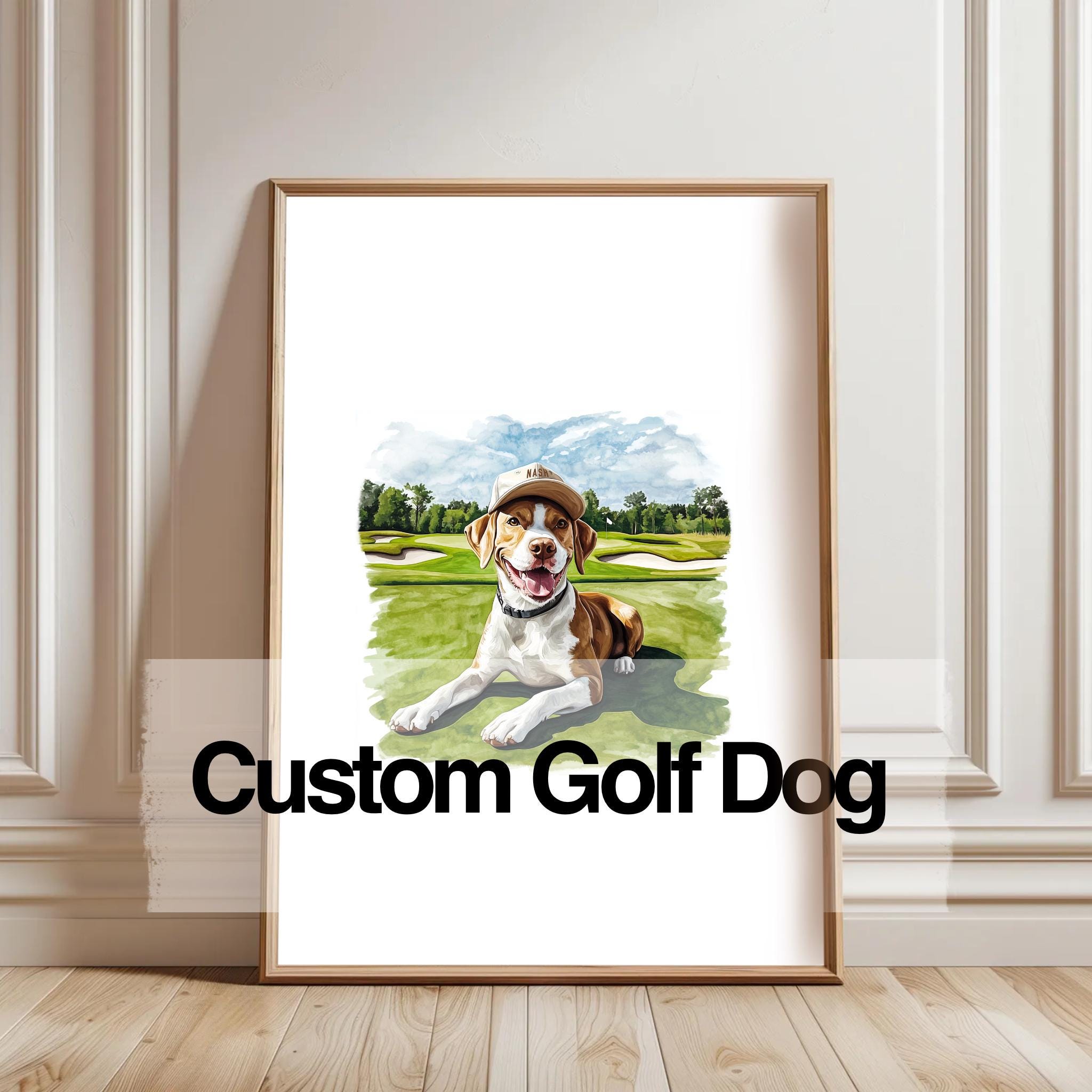 Custom Dog Golf Portrait – Personalized Pet Golf Art – Dog Golfer ...