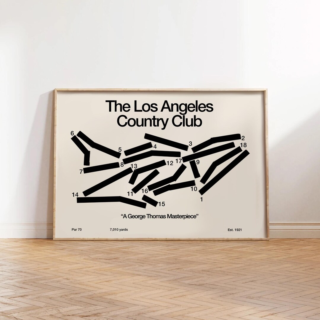 Los Angeles Country Club Golf Course Map Art Print: Mid-century Modern ...