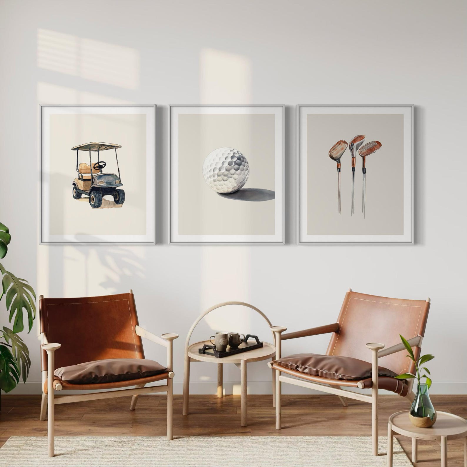 Watercolor Golf Art Print Set: Golf Ball, Clubs, Cart (16x20) - Etsy