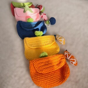 Fruit Pouch Crochet Coin Purse Small Wallet Magnetic Closure Handmade ...