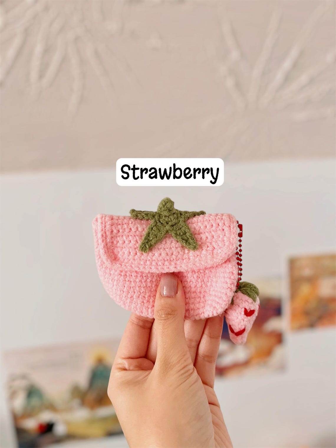 Fruit Pouch Crochet Coin Purse Small Wallet Magnetic Closure Handmade ...