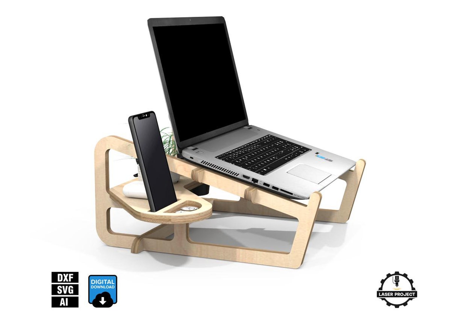 Laptop Stand CNC and Laser Cutting Files | Adjustable Wooden Laptop ...