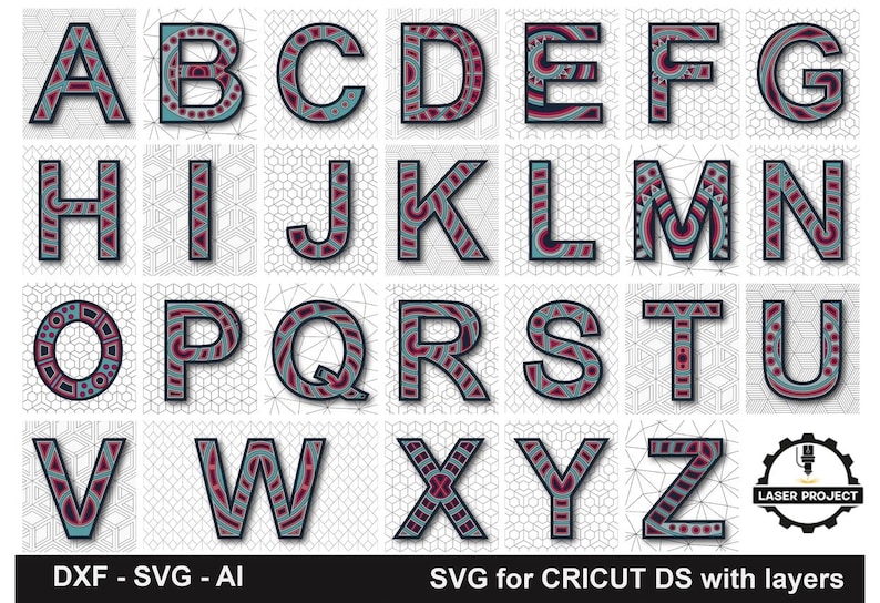 3D Mandala Alphabet and Numbers SVG File | Layered Letters and Numbers ...
