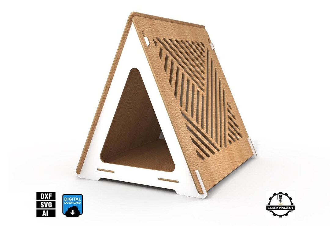 Modern Dog House CNC and Laser Cut File Triangular Ventilated Pet House ...