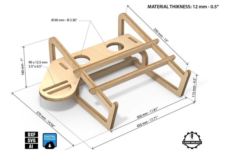 Laptop Stand CNC and Laser Cutting Files Adjustable Wooden Laptop ...