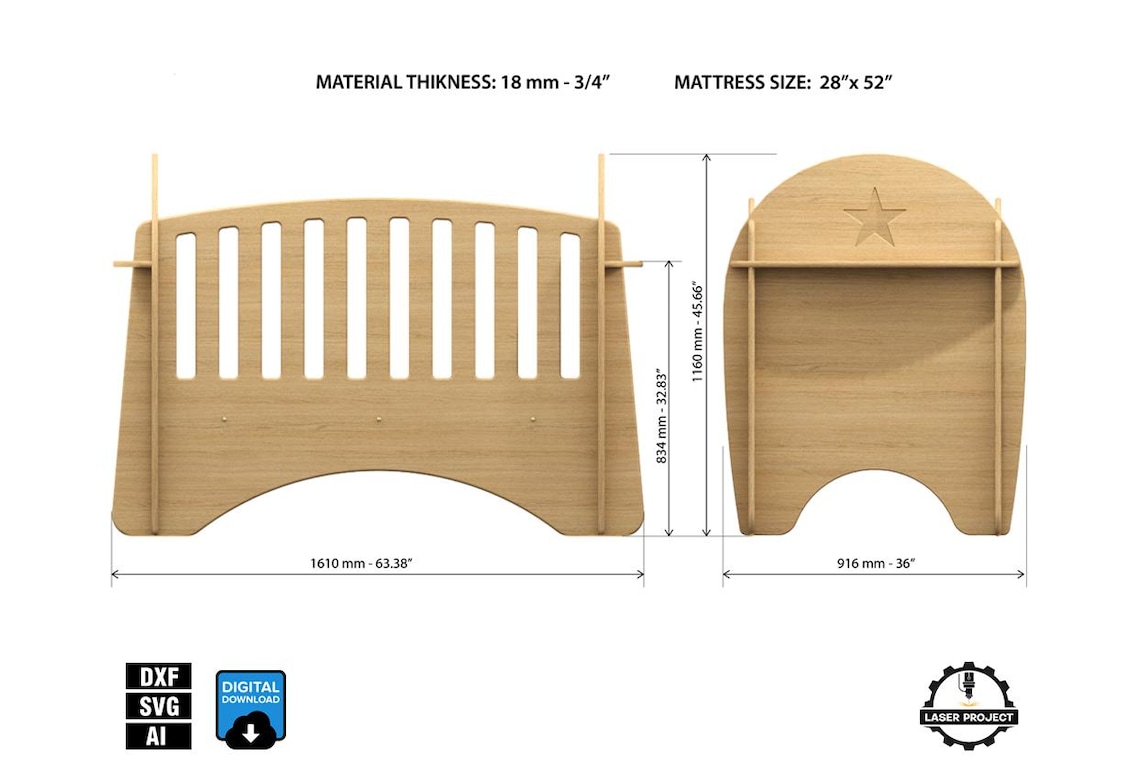 Baby Cradle CNC Laser Cut File: Wooden Cot Design (digital Download) - Etsy