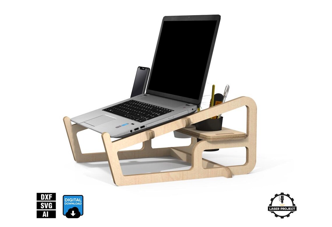 Adjustable Wooden Laptop Stand CNC and Laser Cutting Files (digital ...