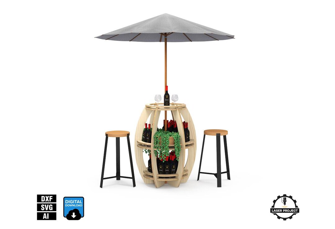 WINE BARREL Pub Table, Dxf SVG Ai, Digital Download for Cnc Router and ...