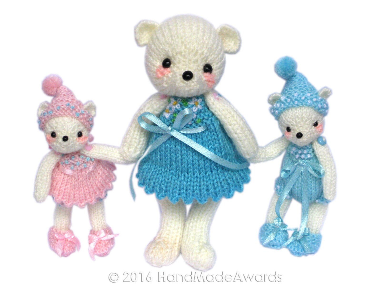 Mom Bear With Her Twins Pdf Email Knit PATTERN - Etsy