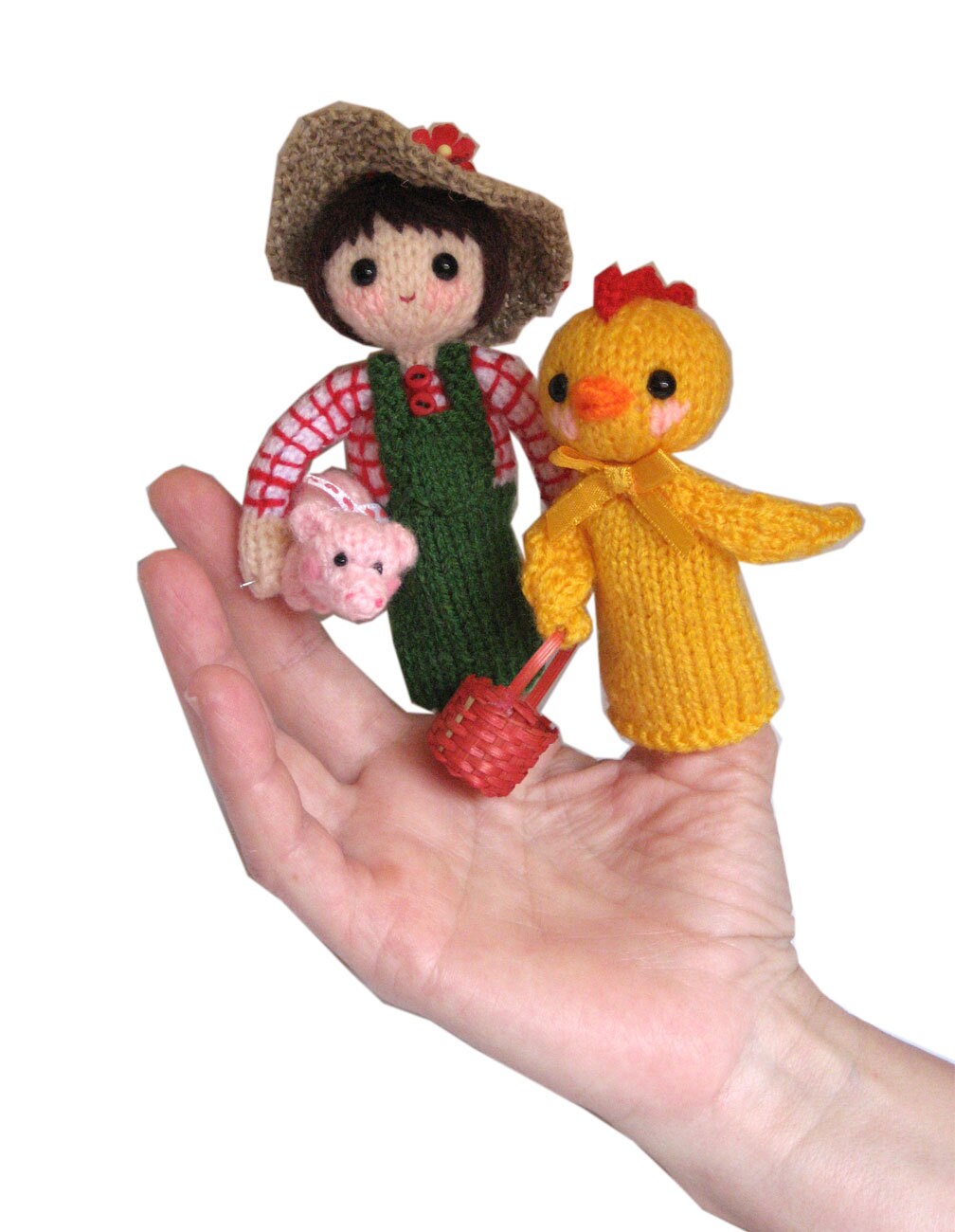 Red Farm with Animal Friends Finger Puppets knit PATTERN — handmadeawards