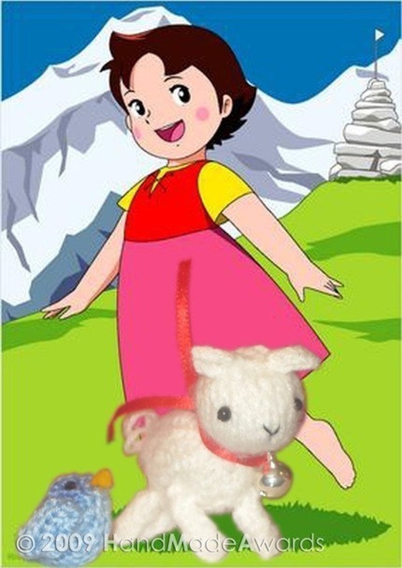 HEIDI From the Alps With Her Goat and Blue Bird Tea Cosy | Etsy