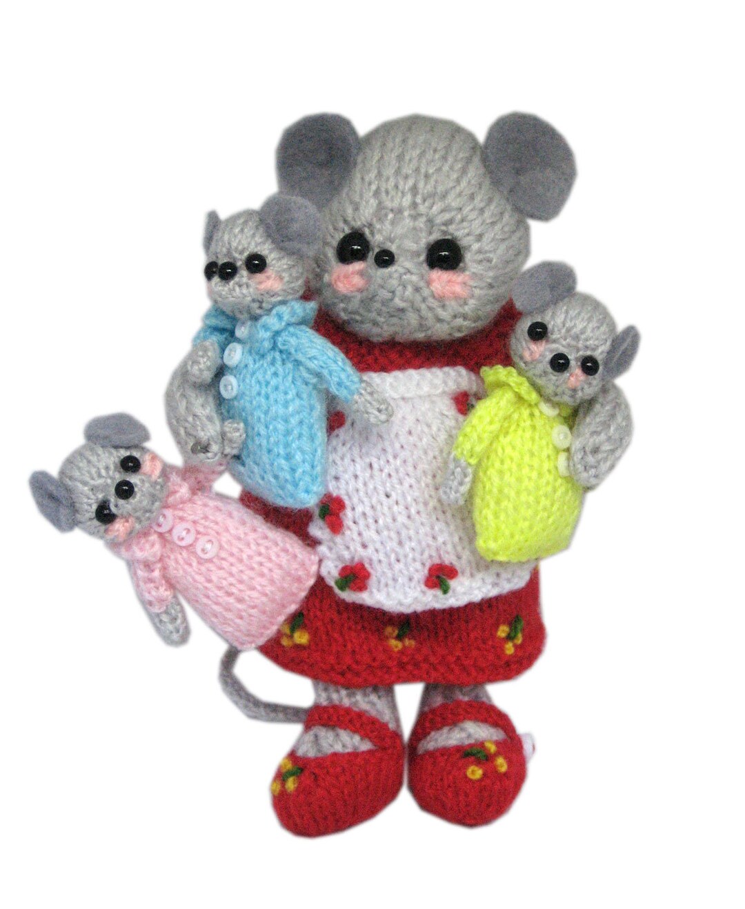 Mom Mouse With Her Babies Triplets PDF Email Knit PATTERN - Etsy