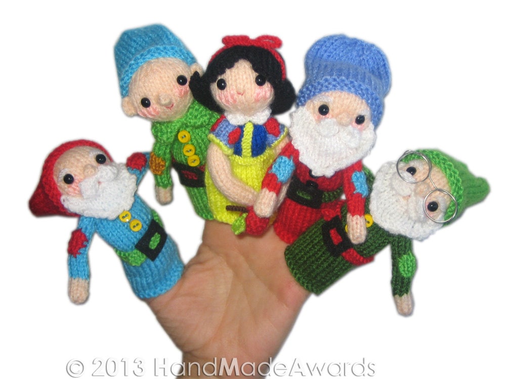 Snow White and the Seven Dwarfs Finger Puppets PDF Email Knit - Etsy Canada