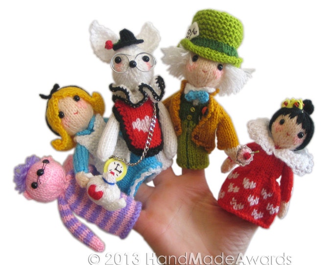 ALICE in WONDERLAND Finger Puppets Pdf Email Knit PATTERN - Etsy