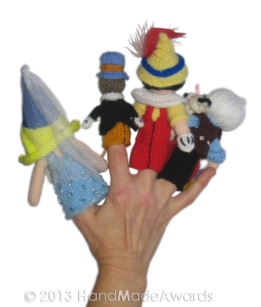 PINOCCHIO Finger Puppets Pdf Email Knit PATTERN | Etsy