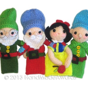Snow White and the Seven Dwarfs Finger Puppets PDF Email Knit | Etsy Canada