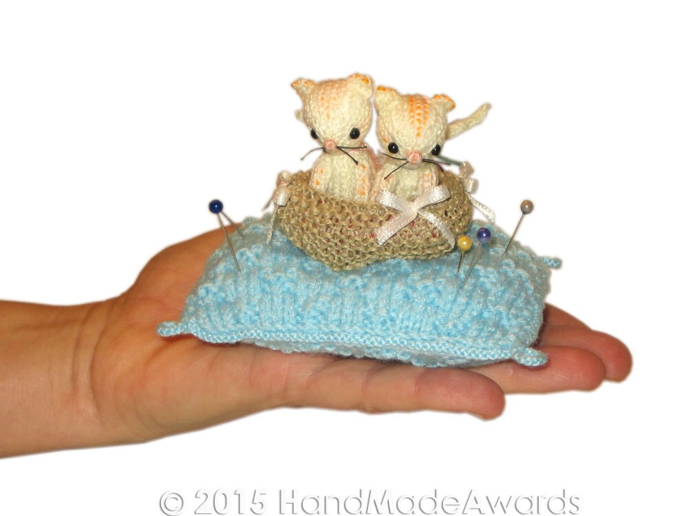 Two Little Cats Pincushion Pdf Email Knit PATTERN - Etsy UK