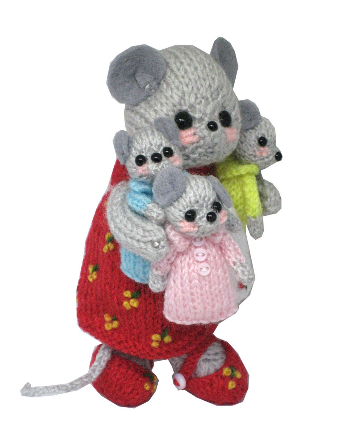 Mom Mouse With Her Babies Triplets PDF Email Knit PATTERN - Etsy
