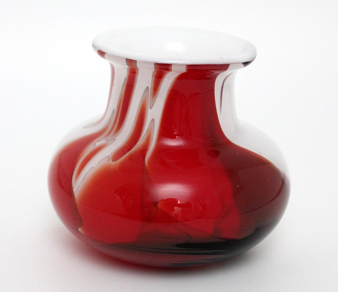 Holmegaard, Denmark, per Lütken: Cascade Glass Vase Red Colors, Danish ...