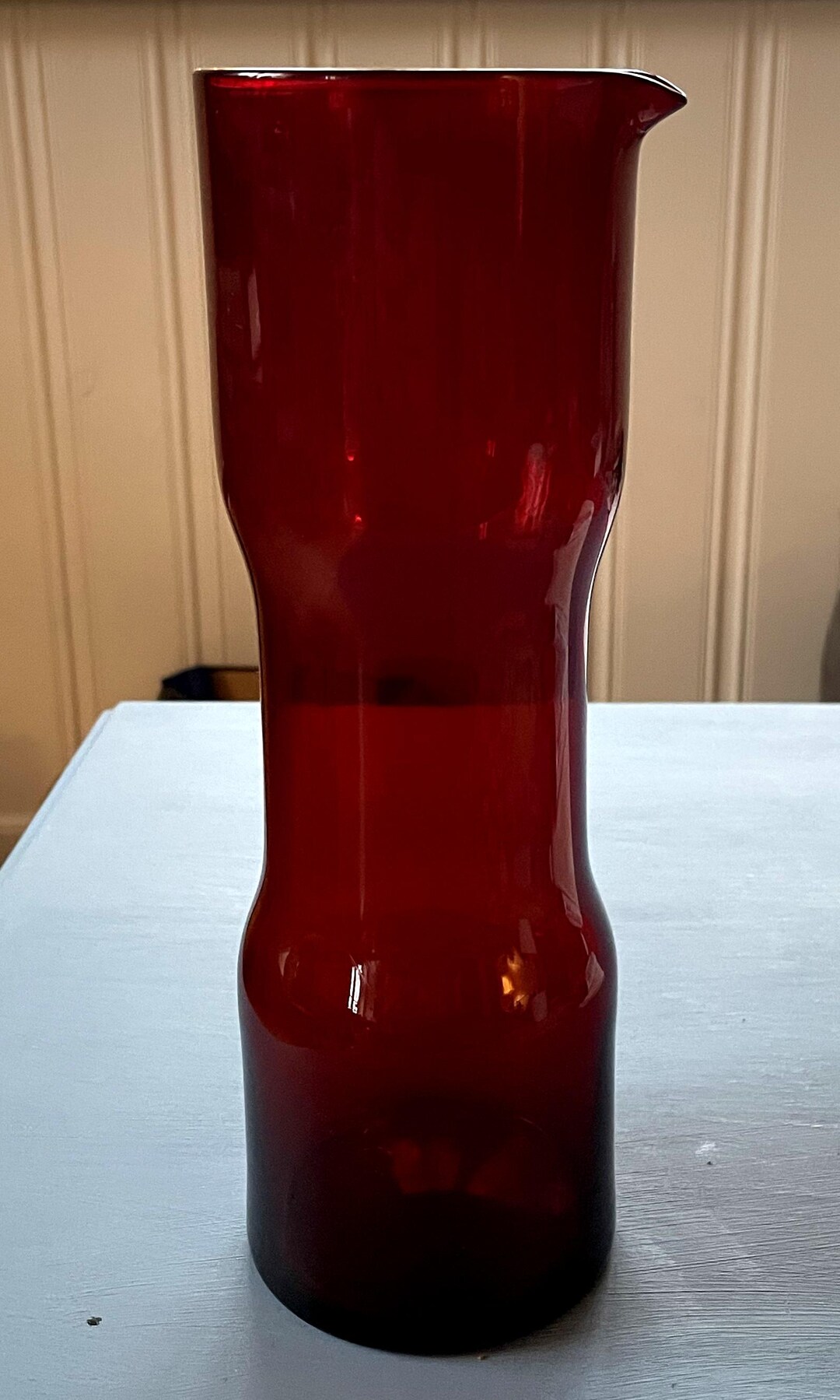 Reijmyre Glass Sweden, Monica Bratt, Red Pitcher, Jug Without Handle ...