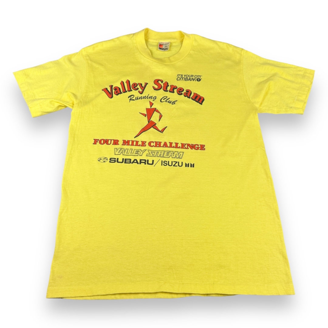 Vintage Running Club Shirt Adult MEDIUM Yellow 80s 80s Valley Stream ...