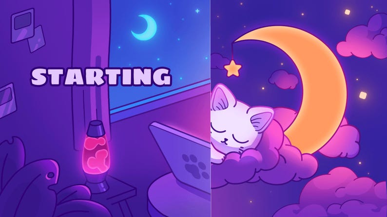 Cute Cats Animated Stream Overlay Package • Twitch, Youtube, Facebook ...