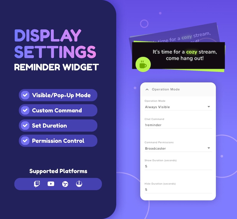 Twitch Stream Reminder Widget, Animated Follow Sub Discord Hydration ...