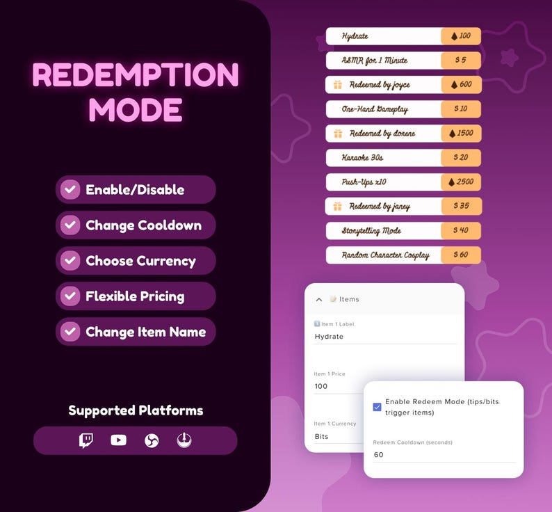 Twitch Tip Menu Widget, Animated Donation and Bits Price List Overlay ...