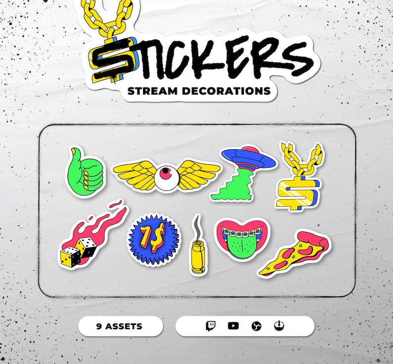 9 Animated Stream Stickers | Twitch & OBS Studio Decorations (digital ...