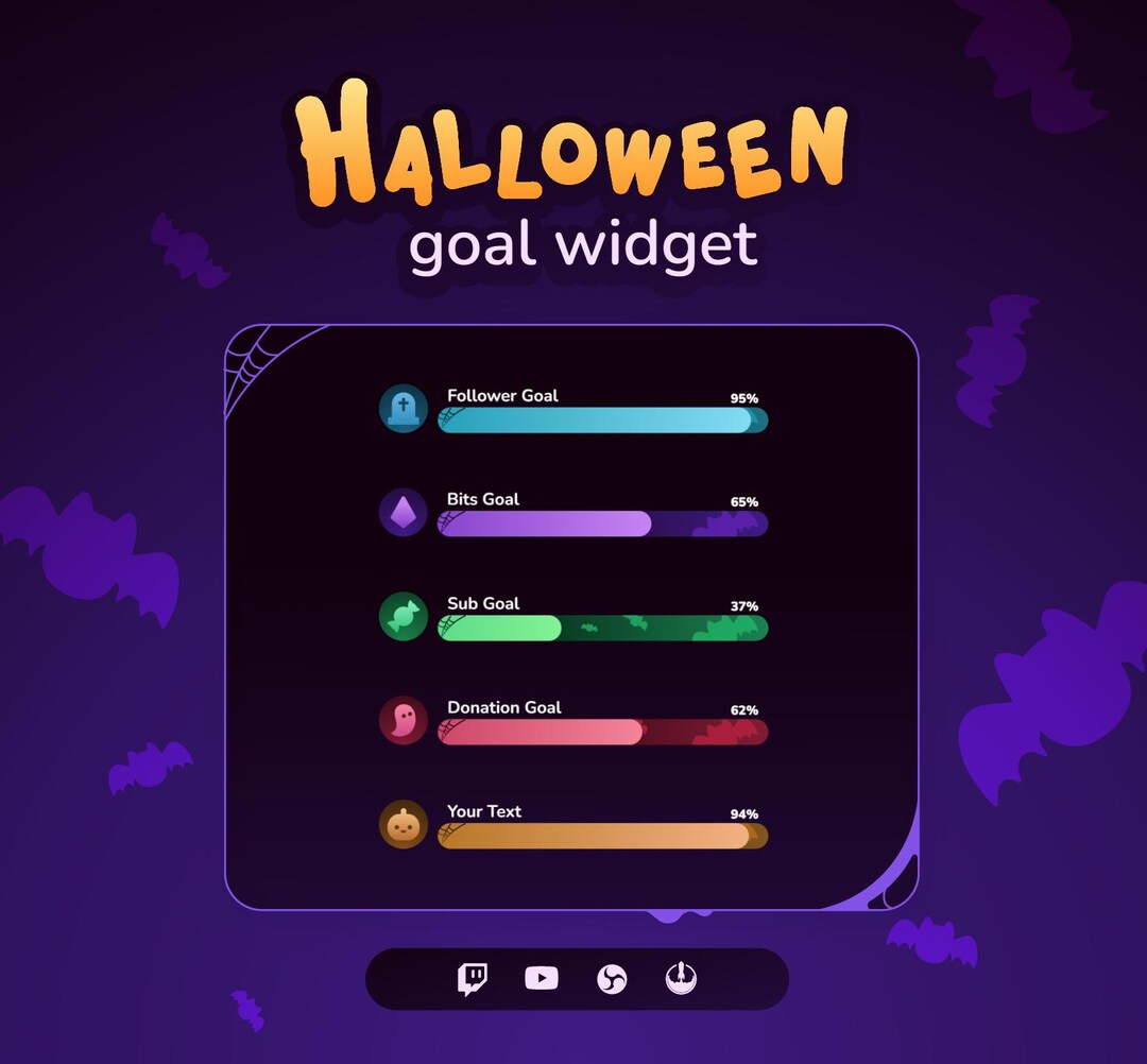 Halloween Twitch Goal Widget • Spooky Stream Goal Widget for Twitch ...