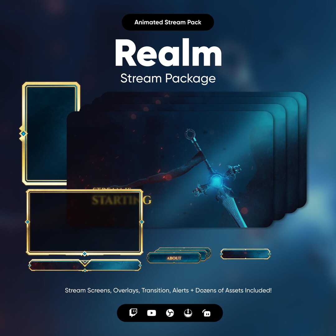 Realm Twitch Overlays Pack (ANIMATED) for OBS Studio & Streamlabs - Etsy
