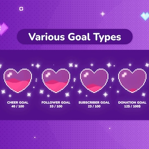 Pixel Heart Twitch Goal Widget • Cute Pixel-art Goal Widget for Twitch ...