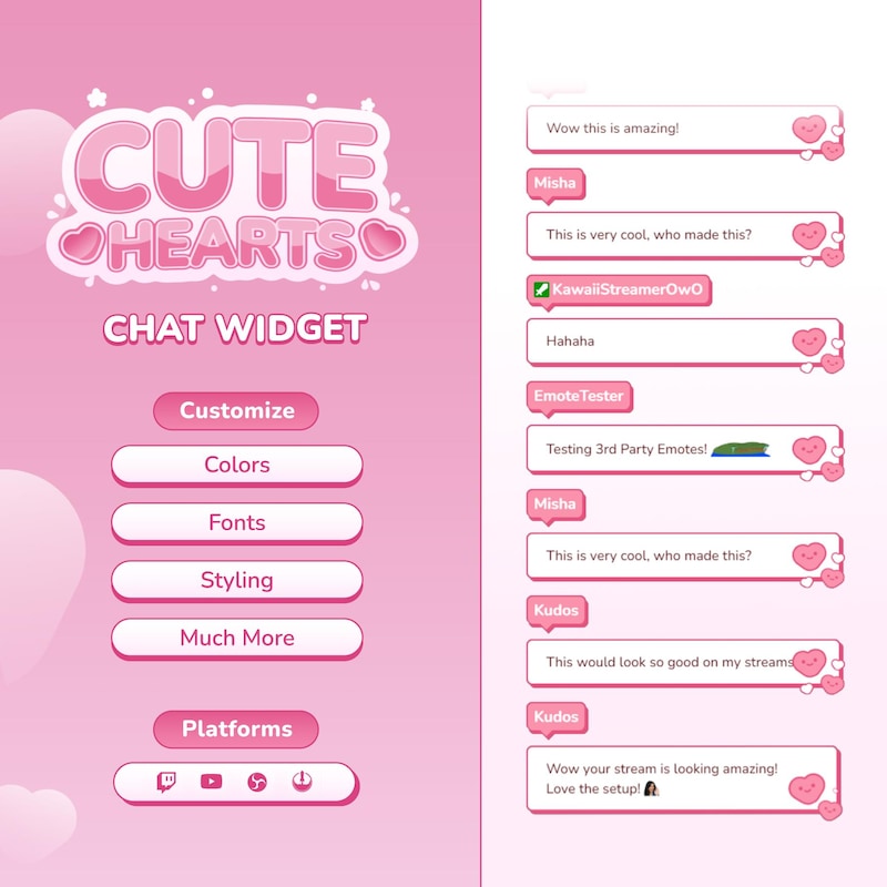 Pink Heart Chat - Etsy