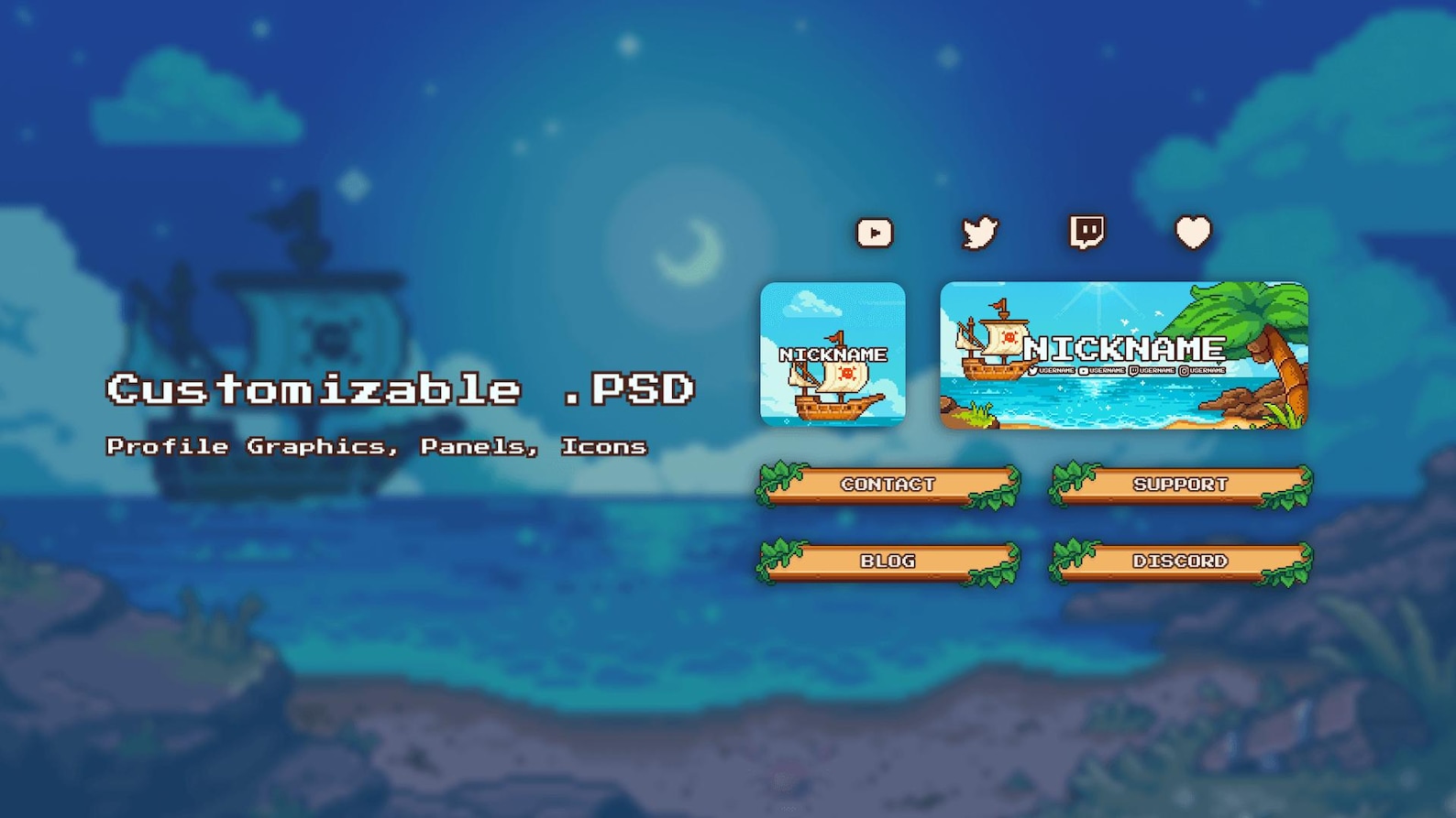 Anime Pirates Twitch Overlay Pack (ANIMATED) 1 Piece Pixel-art Overlays ...