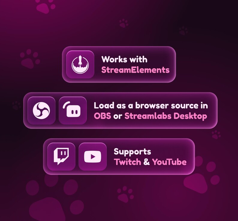Cute Cat Paw Goal Widget • Twitch & Youtube Stream Overlay ...