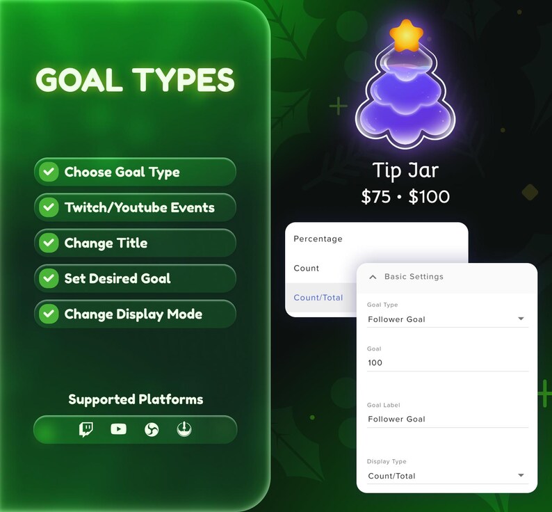 Christmas Goal Twitch Widget • Festive Snowman, Snowflake, Christmas ...