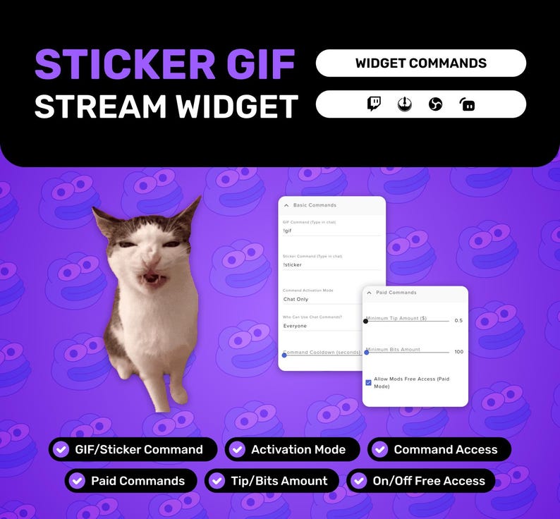 Twitch GIF Widget, Chat Triggered Animated Sticker Overlay for Youtube ...