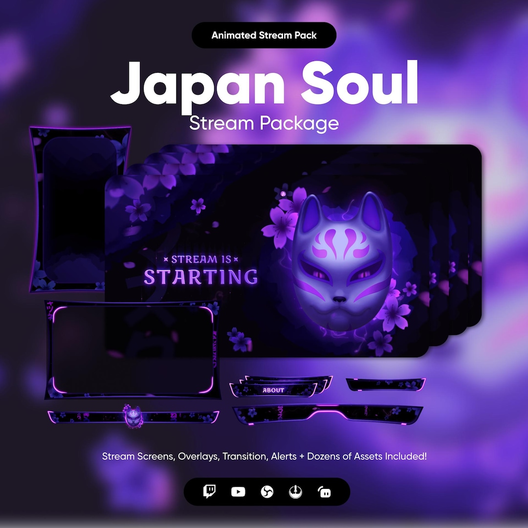 Japan Soul Twitch Overlay Pack · Animated Stream Overlay · OBS Overlay ...