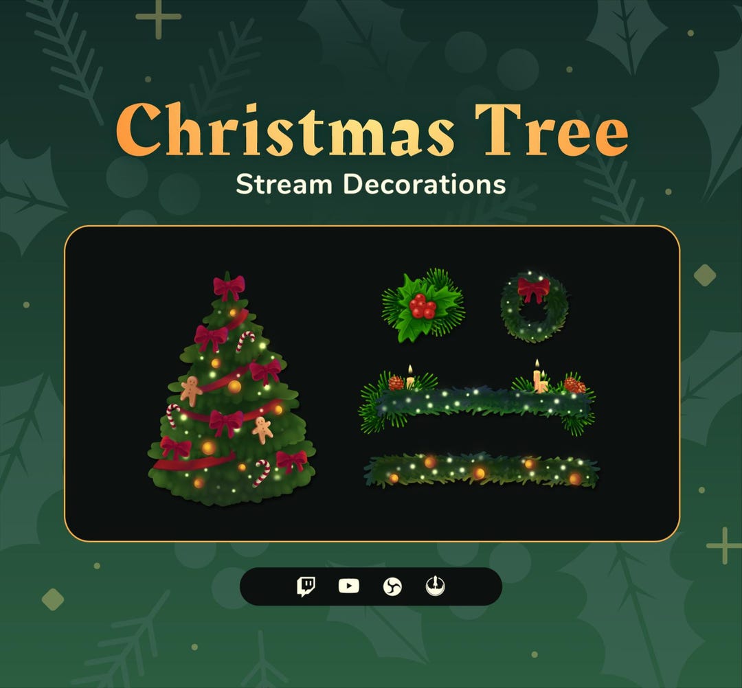 5 Christmas Tree Animated Stream Decorations for Twitch & OBS Studio ...