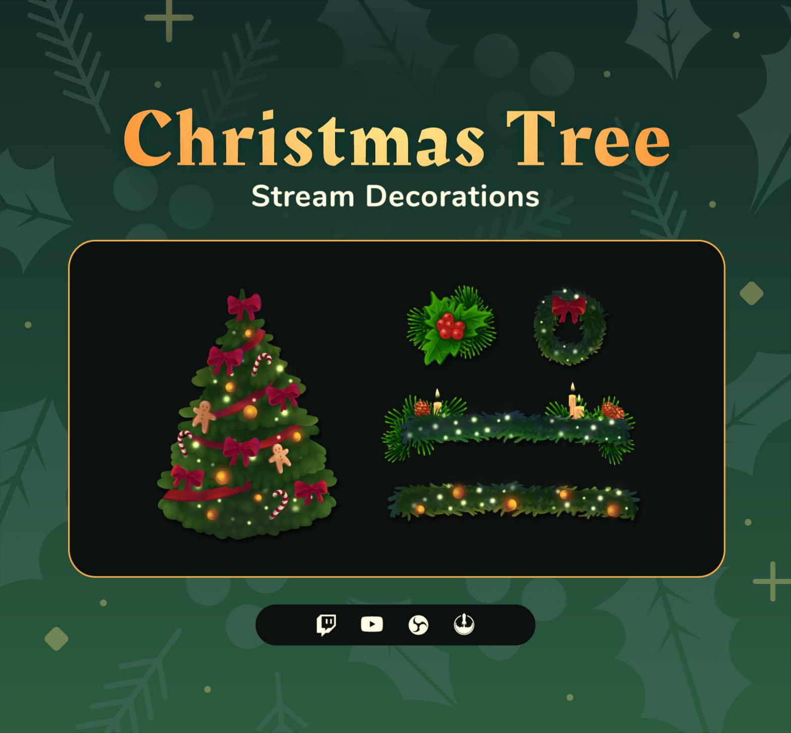 5 Christmas Tree Animated Stream Decorations for Twitch & OBS Studio ...