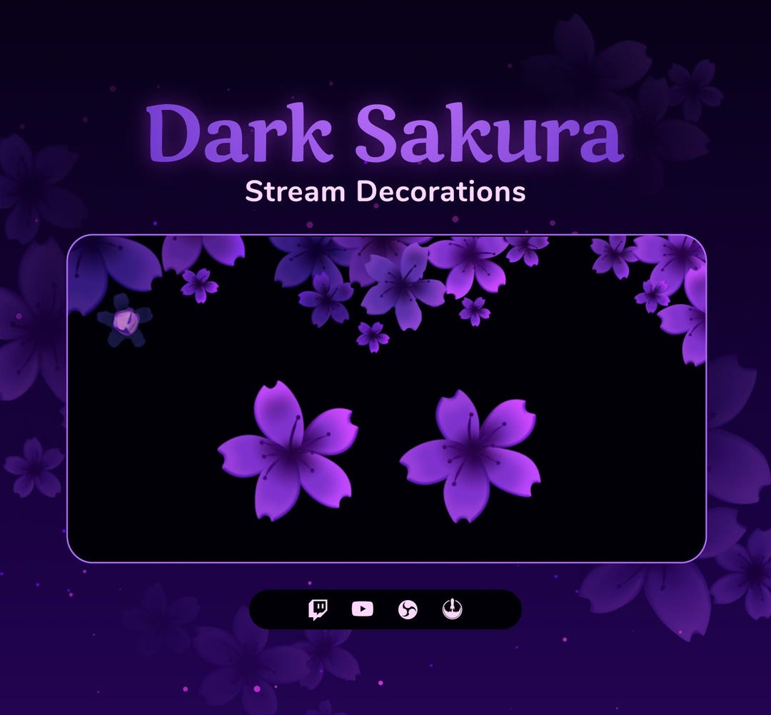 7 Dark Sakura Animated Stream Decorations for Twitch & OBS Studio ...