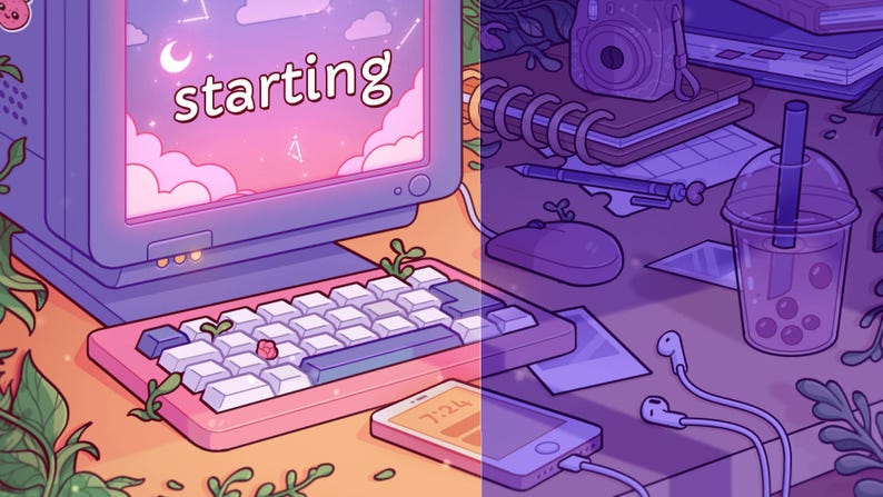Lofi Desk Twitch Overlay Pack · Cozy Stream Overlay · OBS Overlay ...