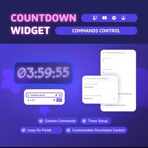 Stream Countdown Widget • Countdown Timer for Twitch and Youtube Streamers • Timer Animations ...