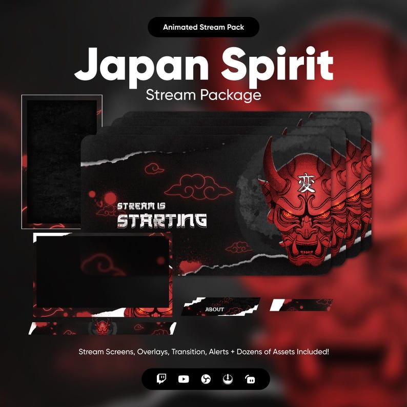 Japan Spirit Twitch Overlays Pack (ANIMATED) for OBS Studio & Streamlabs - Etsy
