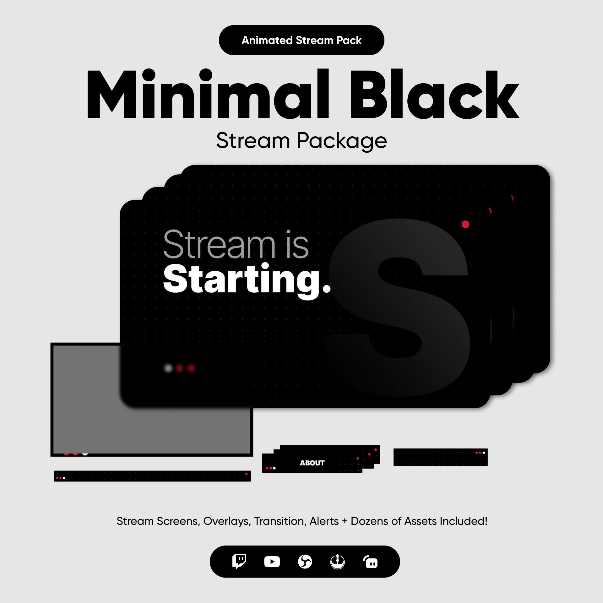 Minimal Black Twitch Overlay Pack · Animated Stream Overlay · OBS ...