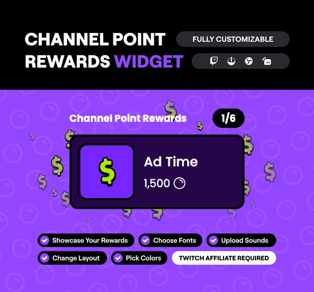 Twitch Channel Points Widget, Auto Rotating Reward Display for ...