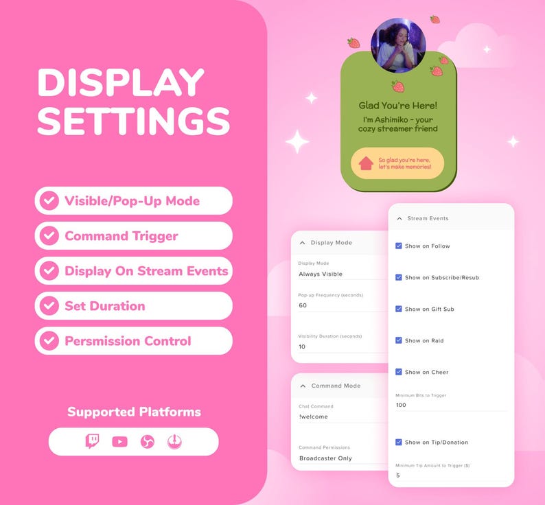 Lindo widget de bienvenida de Twitch kawaii • Superposición de ...