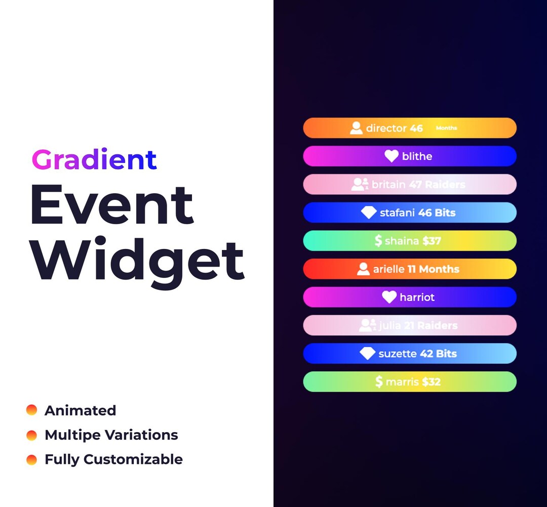 Simple Twitch Event Widget • Gradient Event List for Twitch and Youtube ...
