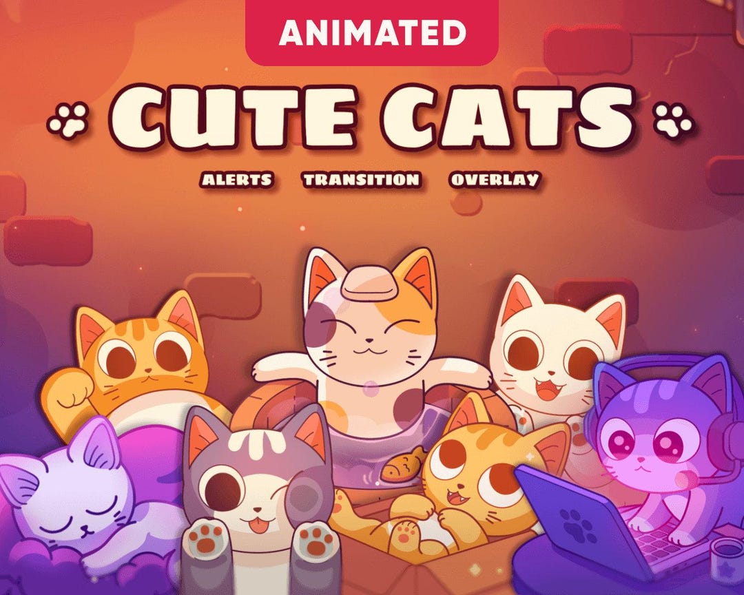 Cute Cats Twitch Overlay Pack · Kitten Stream Overlay · OBS Overlay ...